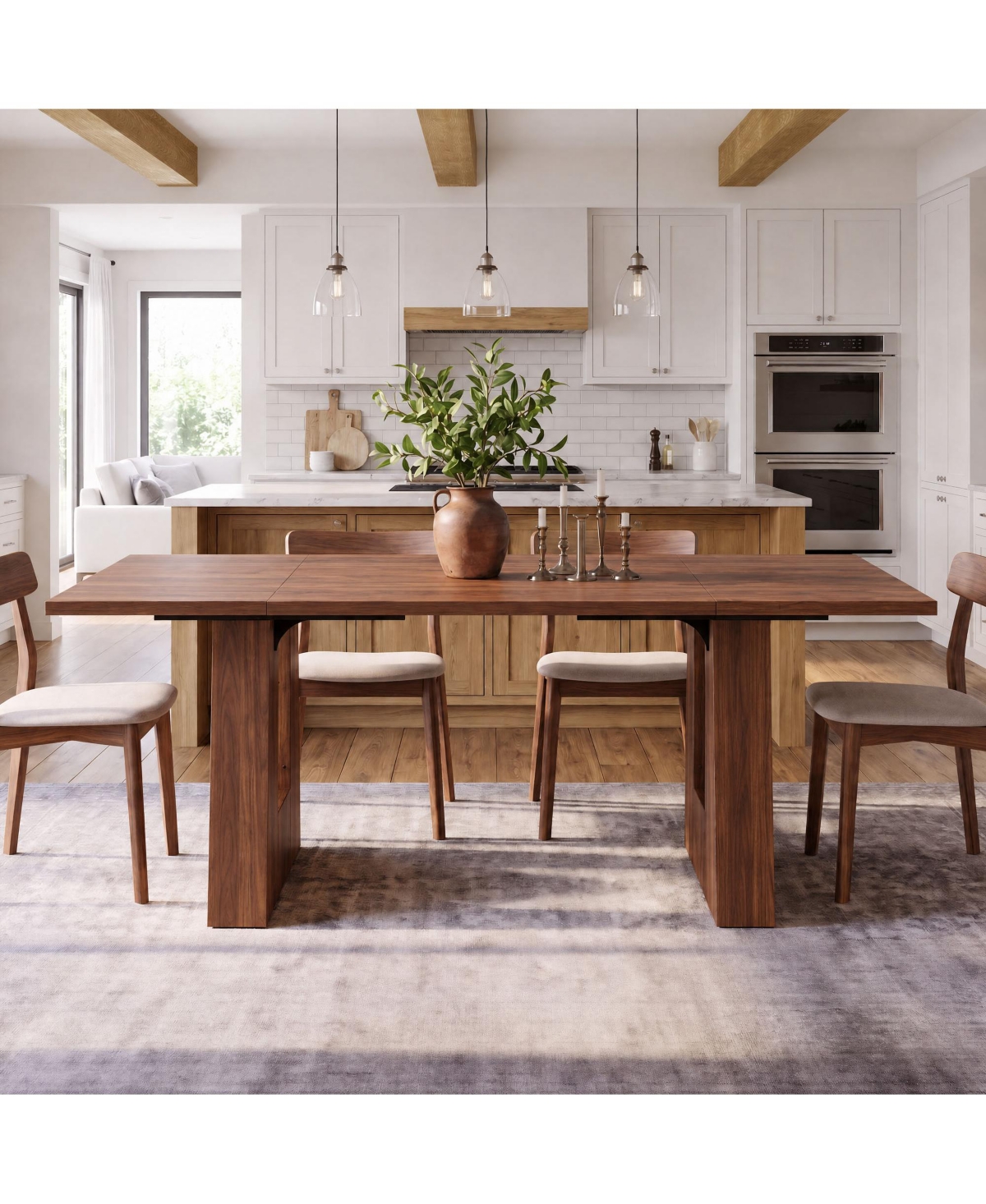 Click here for homfan Rectangular Dining Table 63 Wood Grain Tres... prices