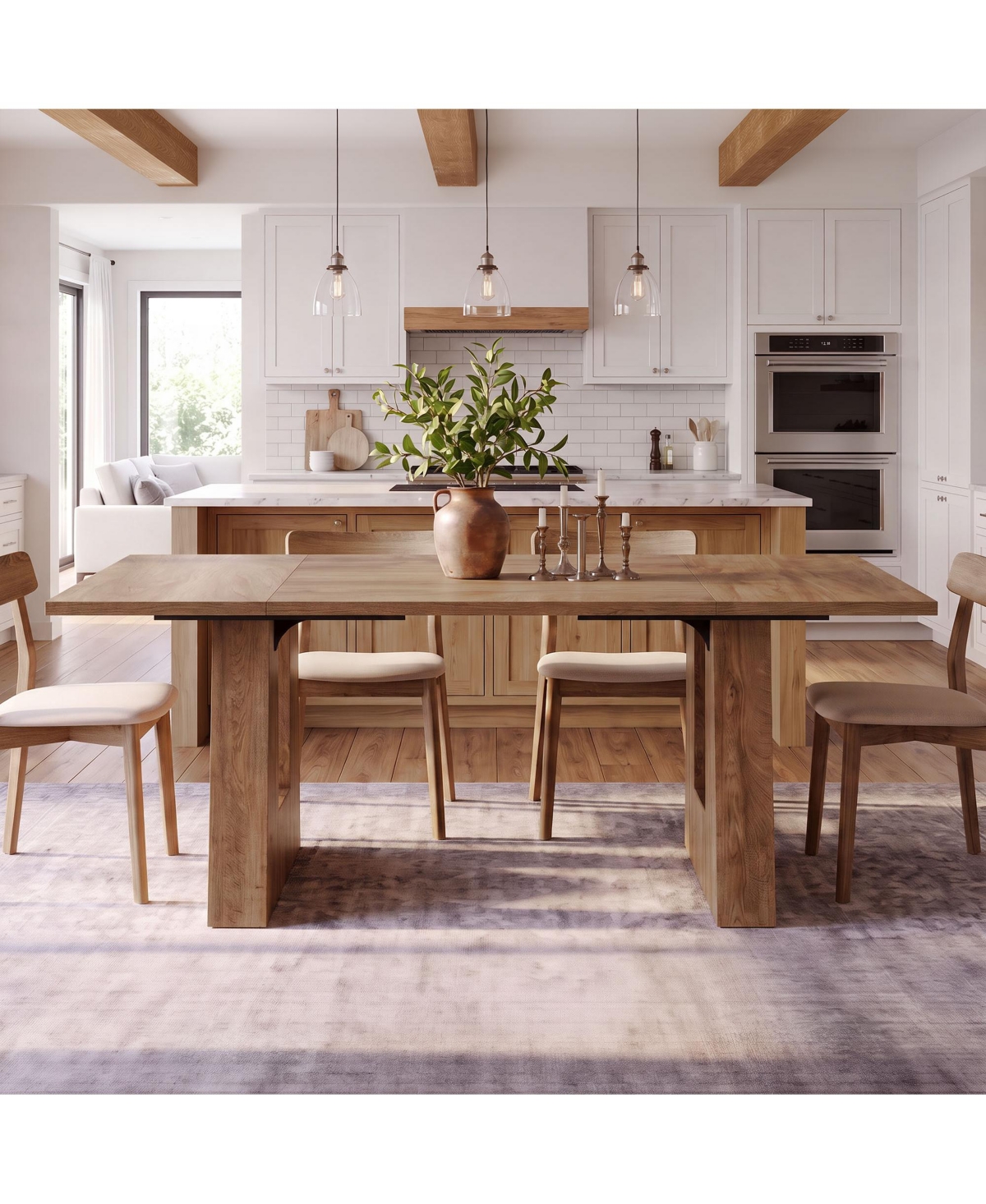 Click here for homfan Rectangular Dining Table 63 Wood Grain Tres... prices