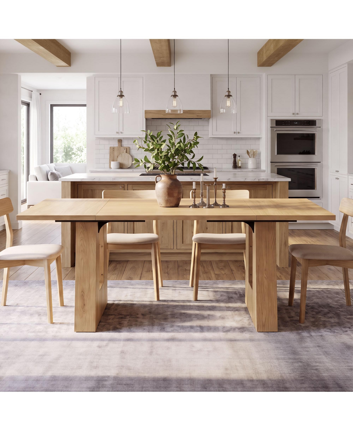 Click here for homfan Rectangular Dining Table 63 Wood Grain Tres... prices