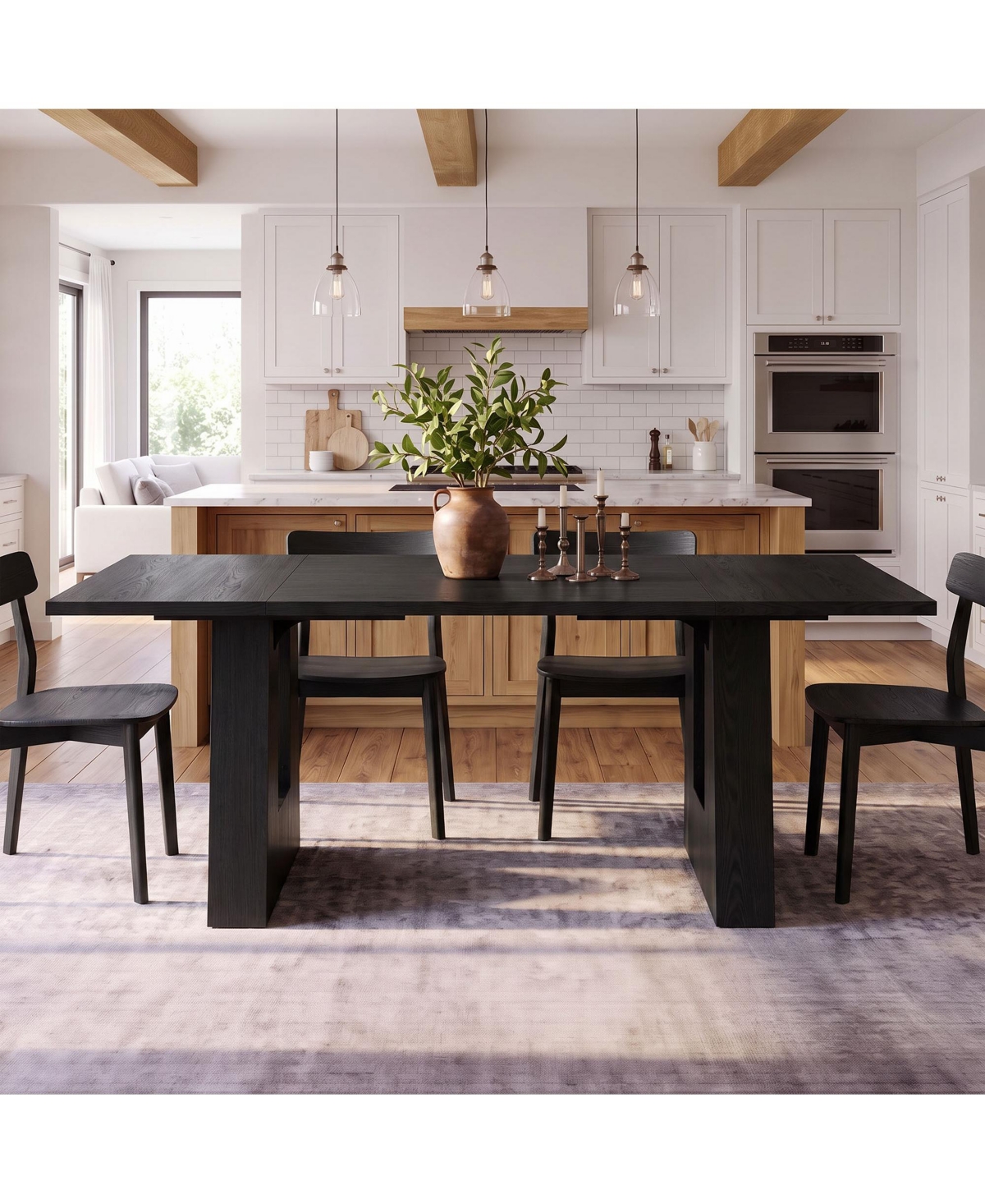 Click here for homfan Rectangular Dining Table 63 Wood Grain Tres... prices