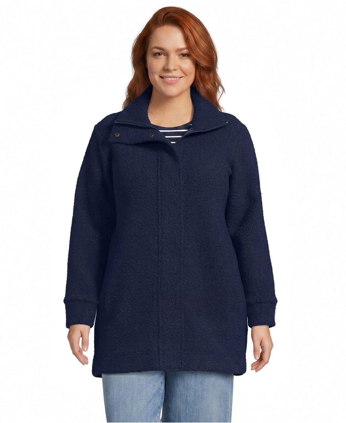Click here for Lands End Plus Size Boucle Fleece Coat - Radiant n... prices