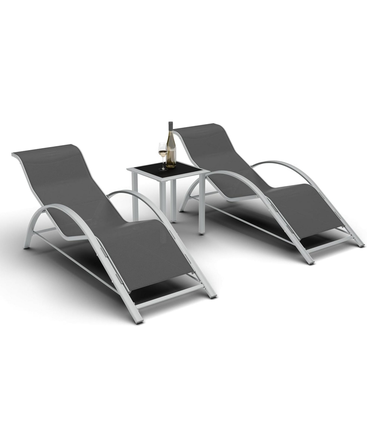 Click here for 3-Piece Aluminum Patio Lounge Set with Side Table... prices