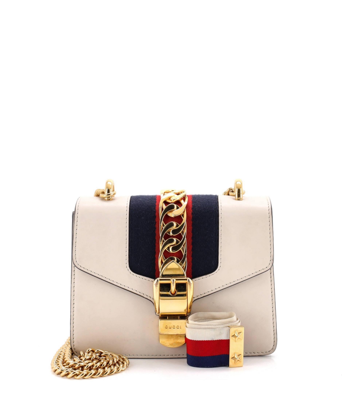 Click here for Pre-Owned Gucci Mini Sylvie Chain Shoulder Bag Lea... prices