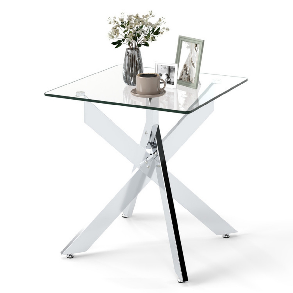 Click here for Sugift Square Glass End Table with Tempered Glass... prices