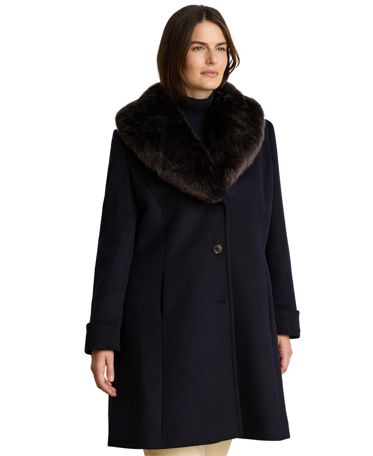 Click here for Lauren Ralph Lauren Plus Size Faux-Fur-Collar Coat... prices
