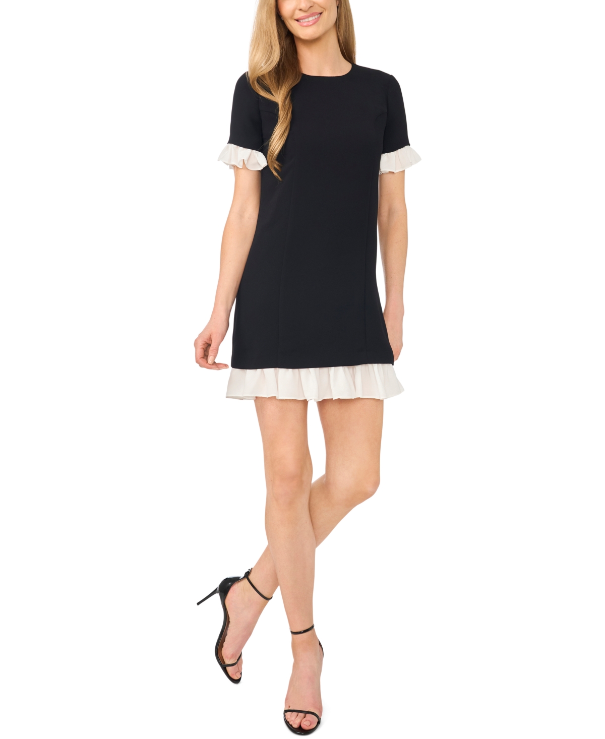 Click here for CeCe Womens Colorblock Ruffle Mini Dress - Rich Bl... prices