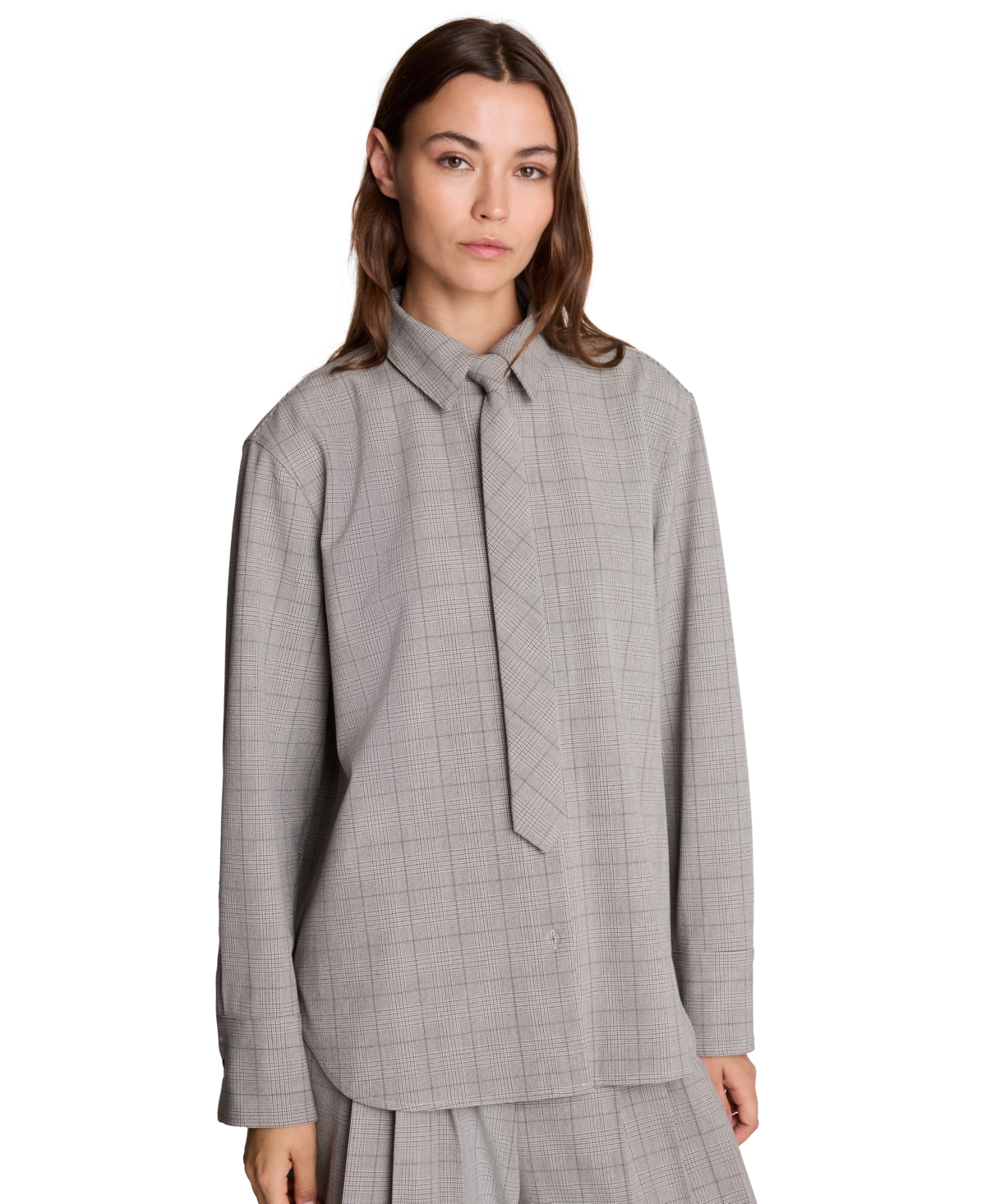 Click here for Kenneth Cole Womens Solid Poplin Long-Sleeve Plaid... prices