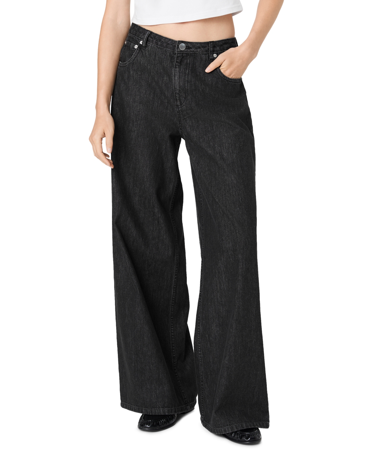 Click here for French Connection Womens Elton High-Waisted Wide-L... prices