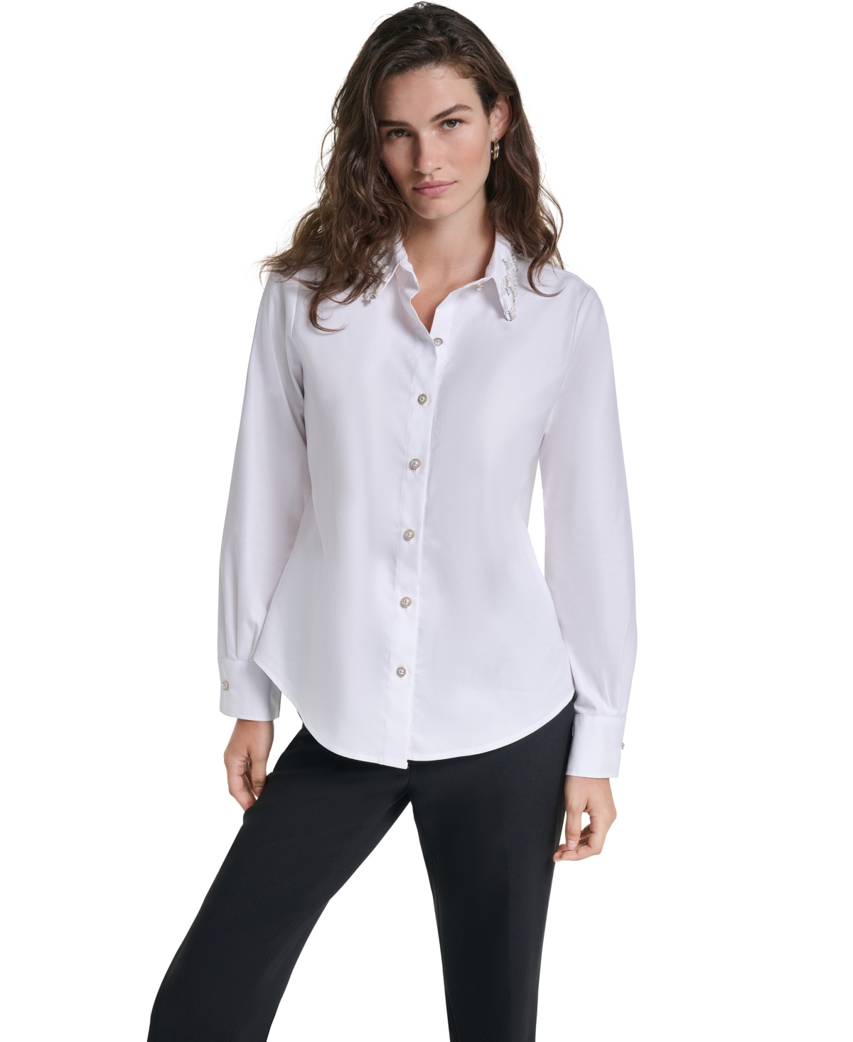 Click here for Karl Lagerfeld Paris Womens Button-Up Long-Sleeve... prices