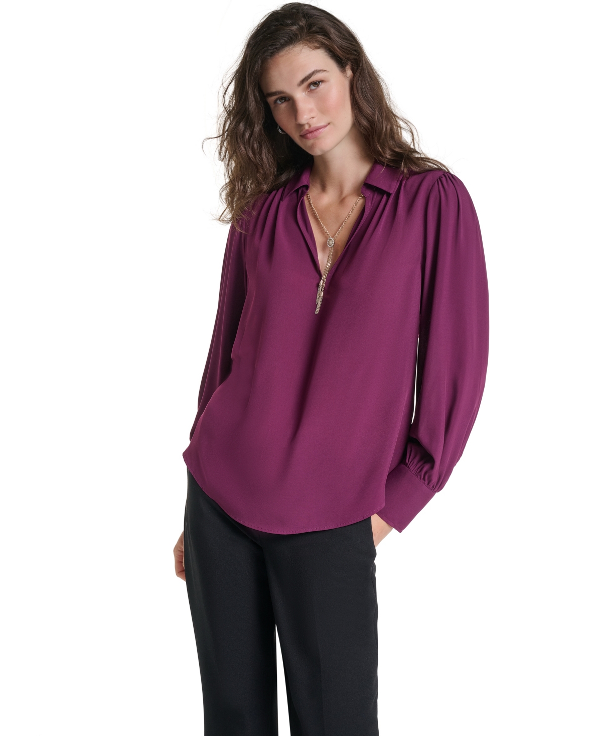Click here for Karl Lagerfeld Paris Womens Long-Sleeve Collared T... prices