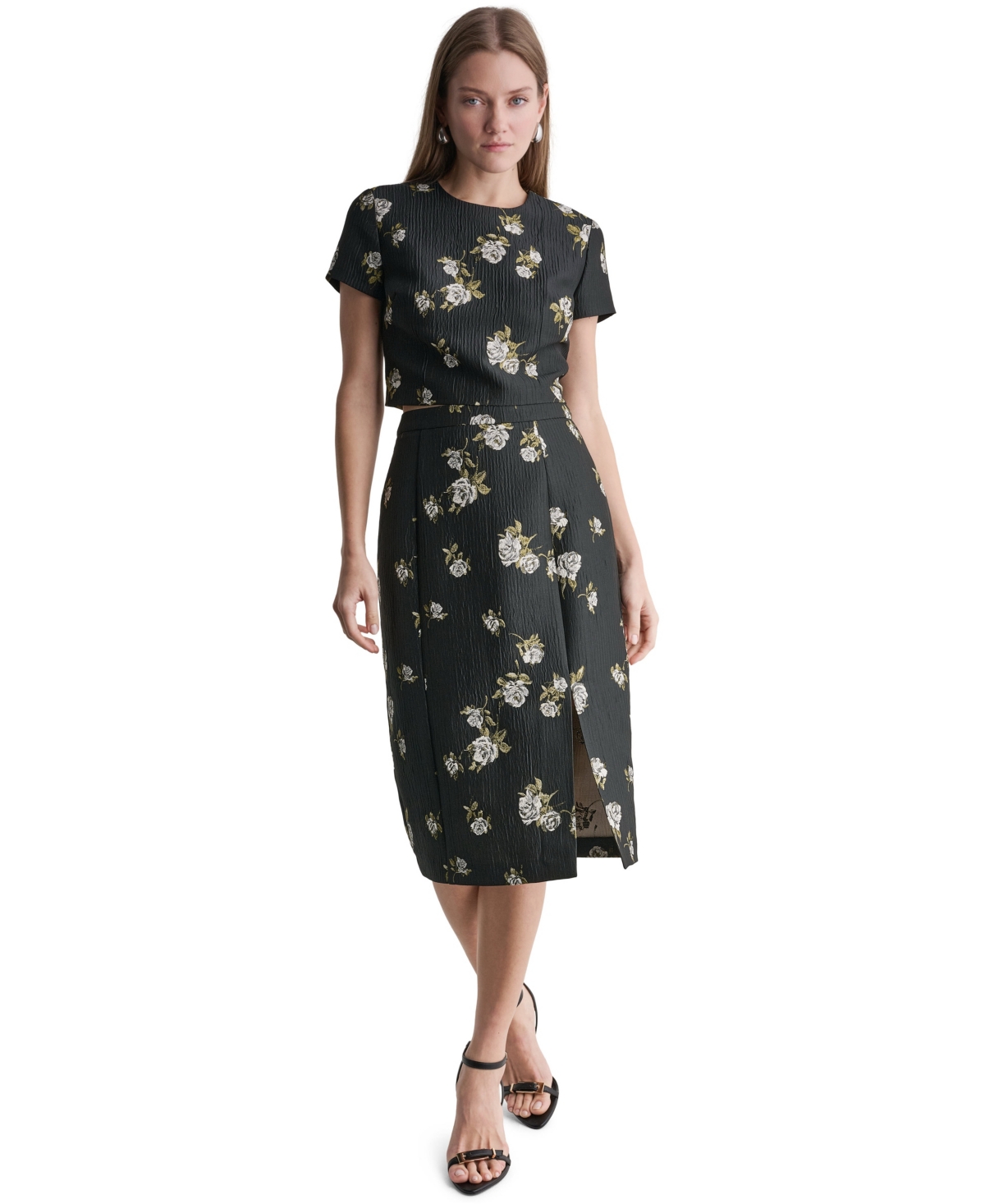 Click here for Bcbg Womens Floral Short-Sleeve Midi Crop Top and... prices