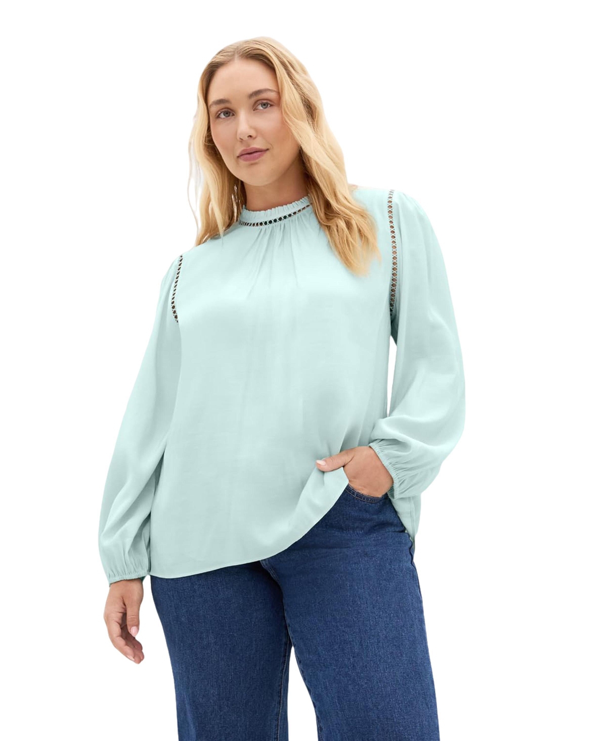 Click here for City Chic Plus Size Lorena Mock-Neck Ladder-Stitch... prices