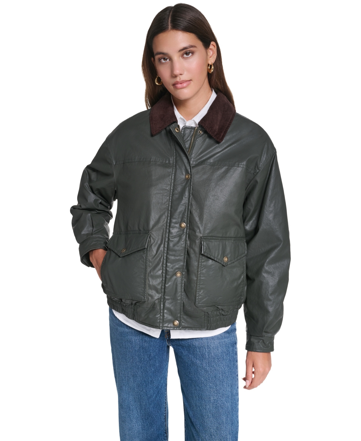 Click here for Levis Womens Relaxed Dad Bombel85 Waxed-Cotton Cor... prices