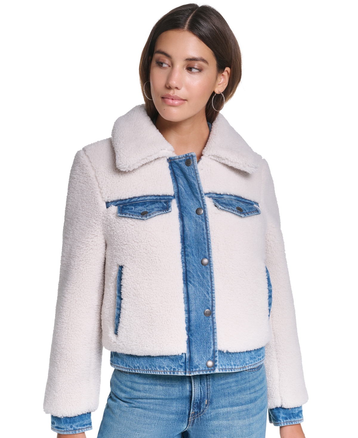 Click here for Levis Womens Denim Sherpa Quilted-Lined Jacket - C... prices