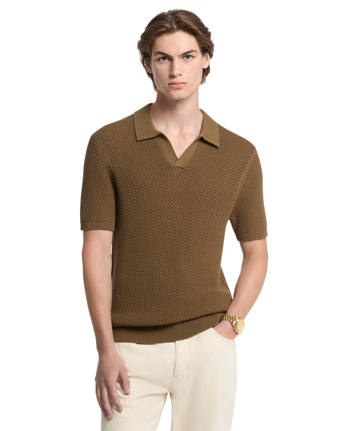 Click here for Michael Kors Mens Textured Johnny Collar Polo Shir... prices