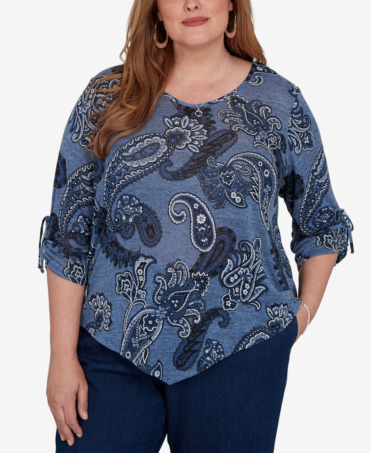 Click here for Alfred Dunner Plus Size V-Neck 3/4-Sleeve Asymmetr... prices