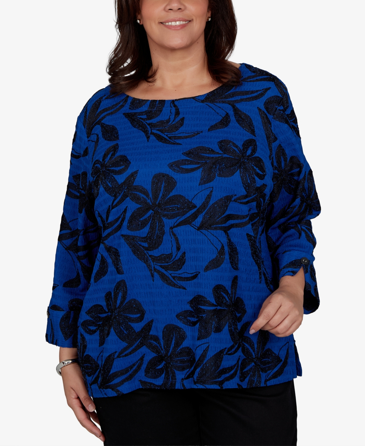 Click here for Alfred Dunner Plus Size Calm Luxe Floral Textured-... prices