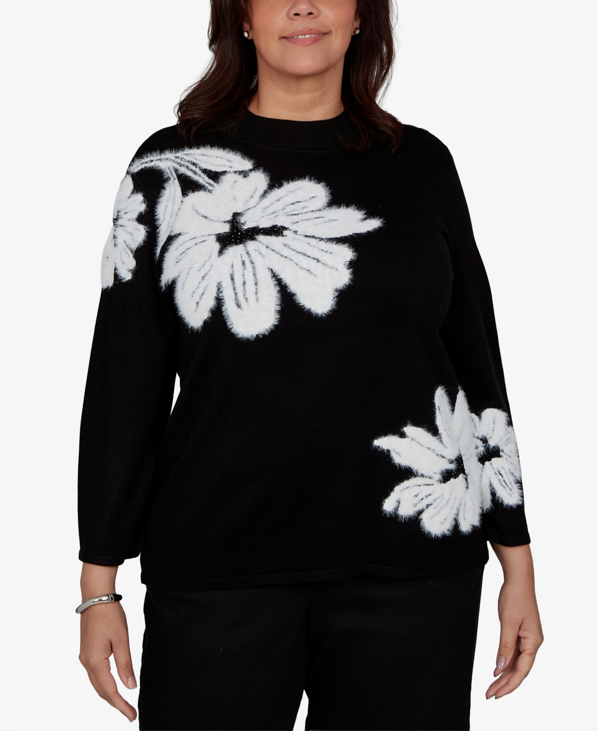 Click here for Alfred Dunner Plus Size 3/4-Sleeve Floral-Print Cr... prices