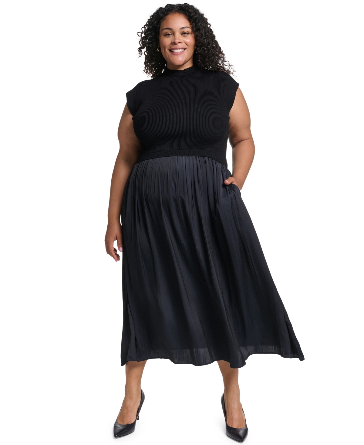 Click here for Vince Camuto Plus Size Velvet Mock-Neck Sleeveless... prices
