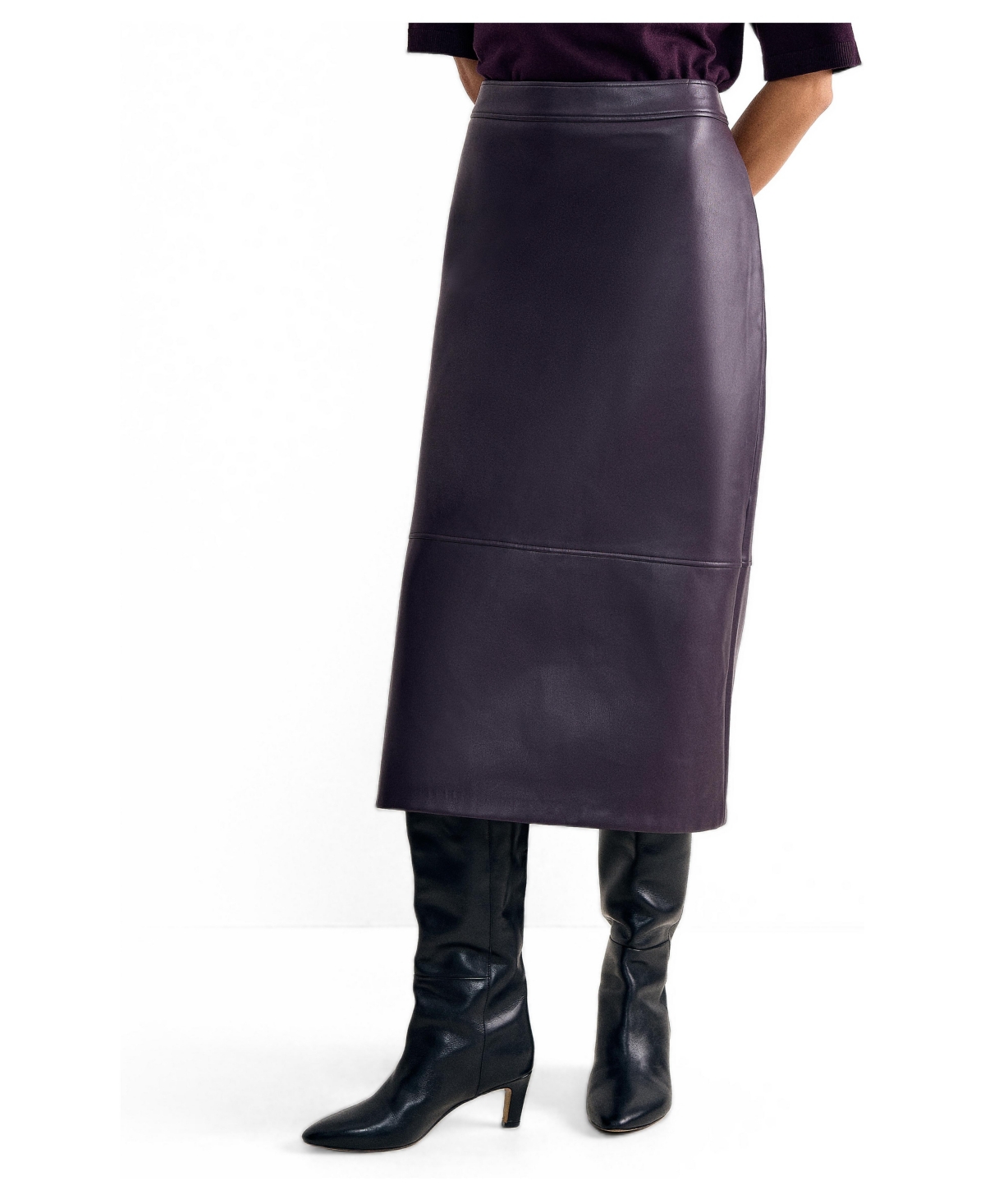 Click here for Phase Eight Womens Melissa Pu Midi Skirt - Purple prices