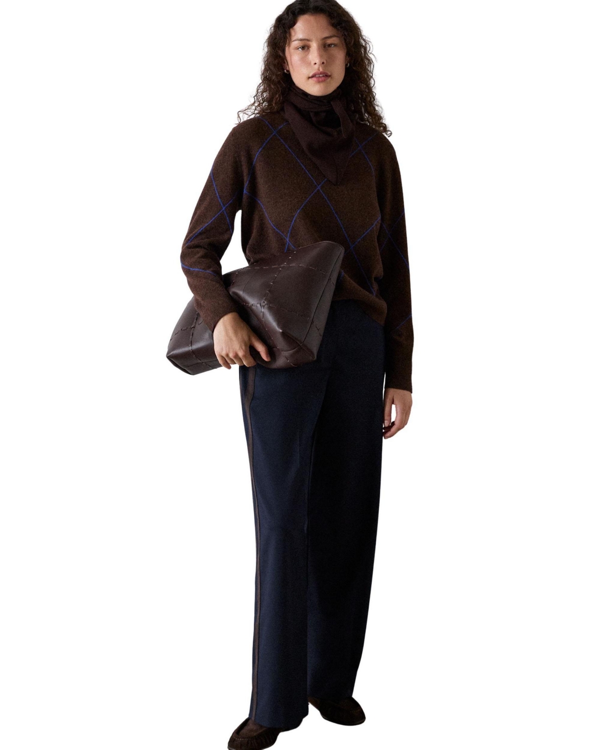 Click here for Whistles Womens Wool Contrast Diamond Knit Jumper... prices