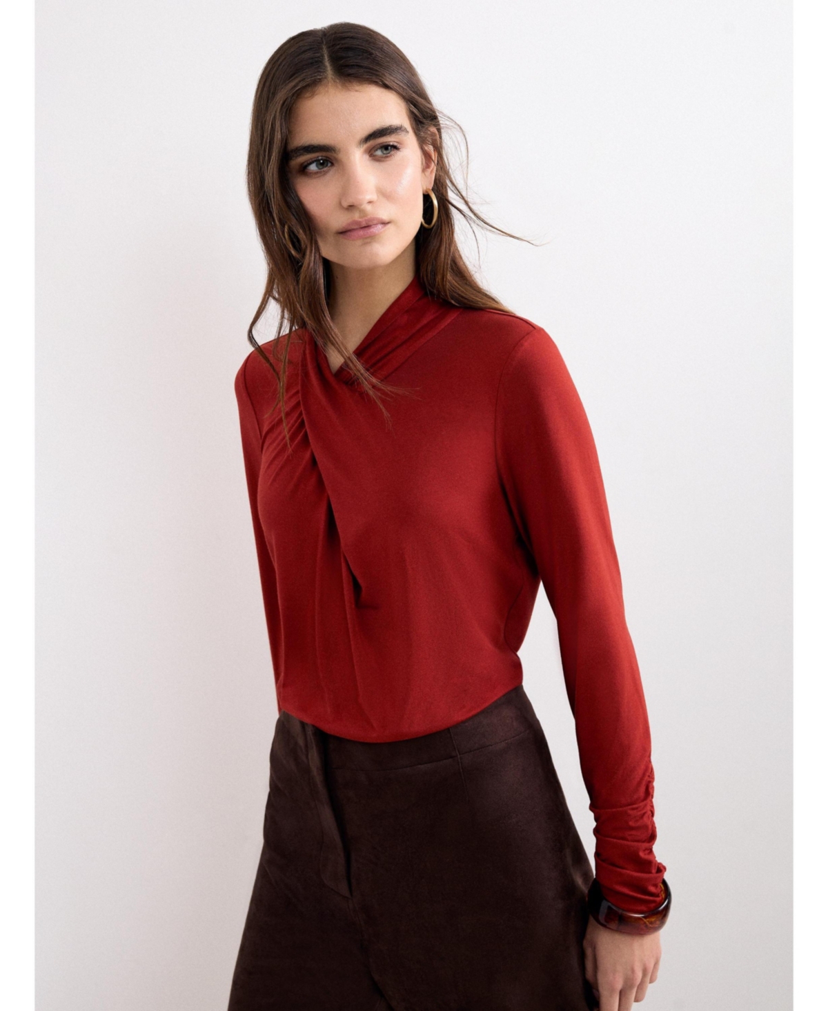 Click here for Phase Eight Womens Argy Twist Neck Top - Orange prices