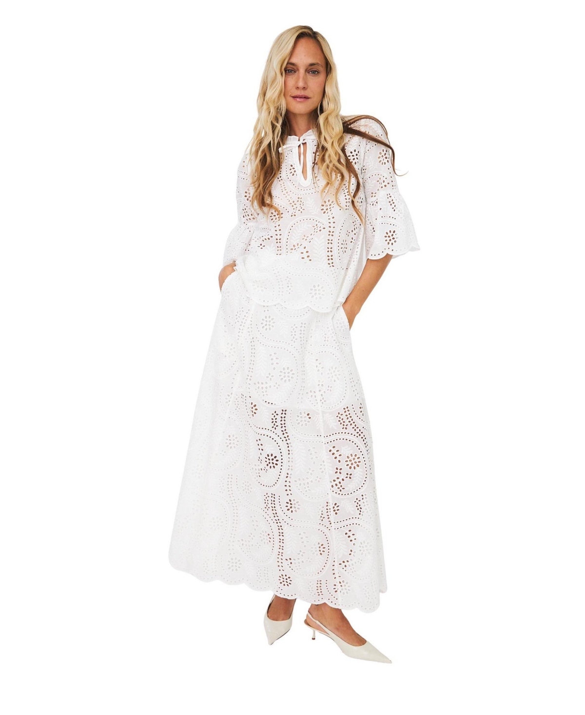 Click here for Cras Womens Briza Broderie Anglaise Maxi Skirt - W... prices