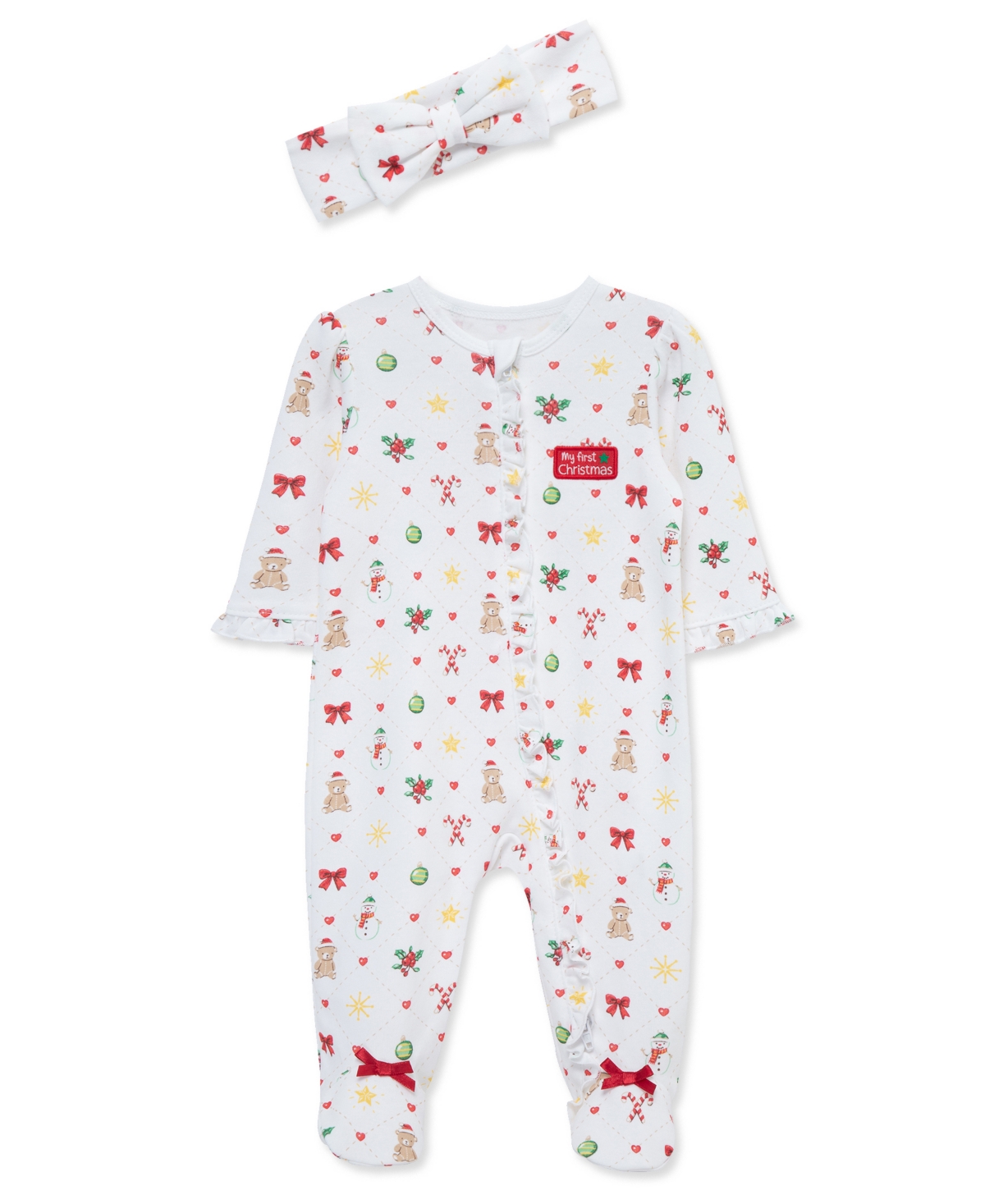 Click here for Little Me Baby Girls Festive Printed Footed Covera... prices