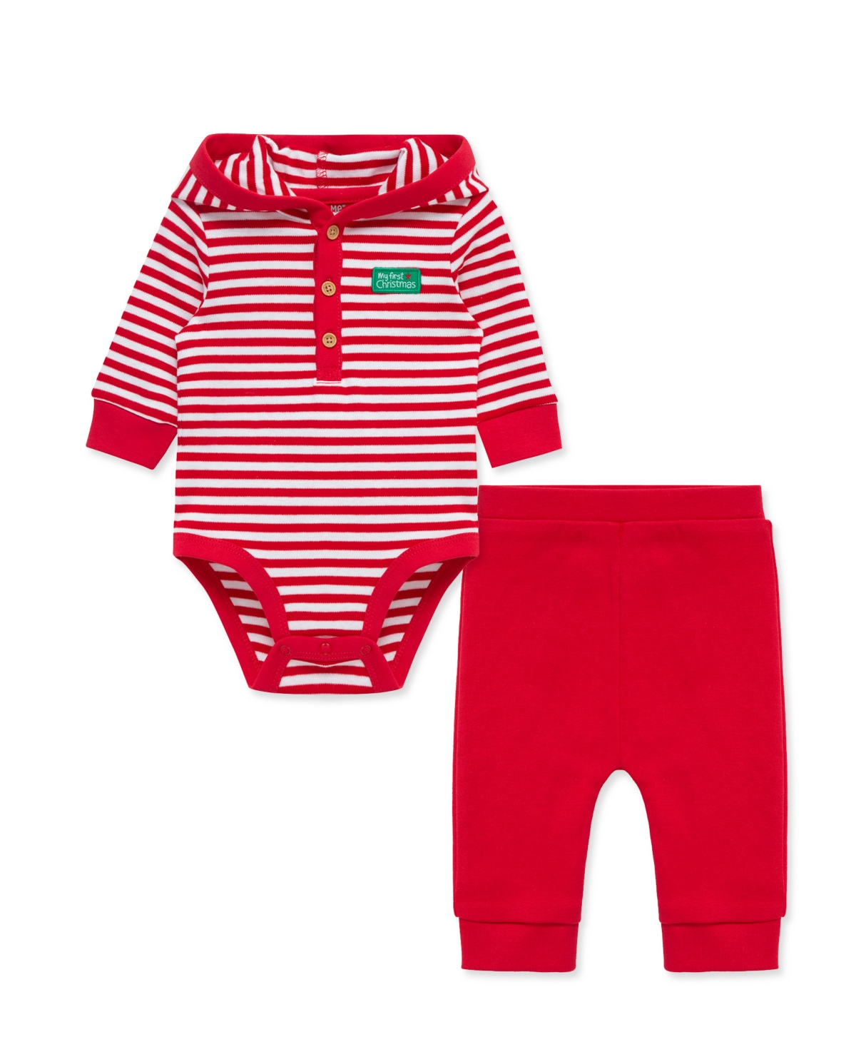 Click here for Little Me Baby Boys Santa Striped Hooded Bodysuit... prices