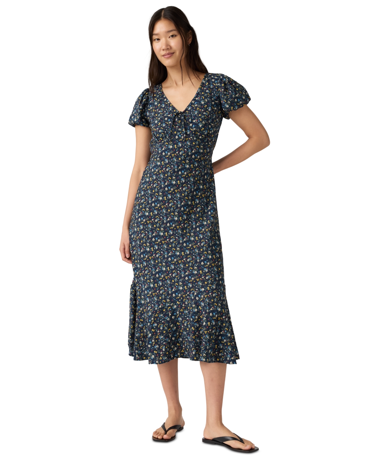 Click here for Levis Womens Lira Floral A-Line V-Neck Midi Dress... prices