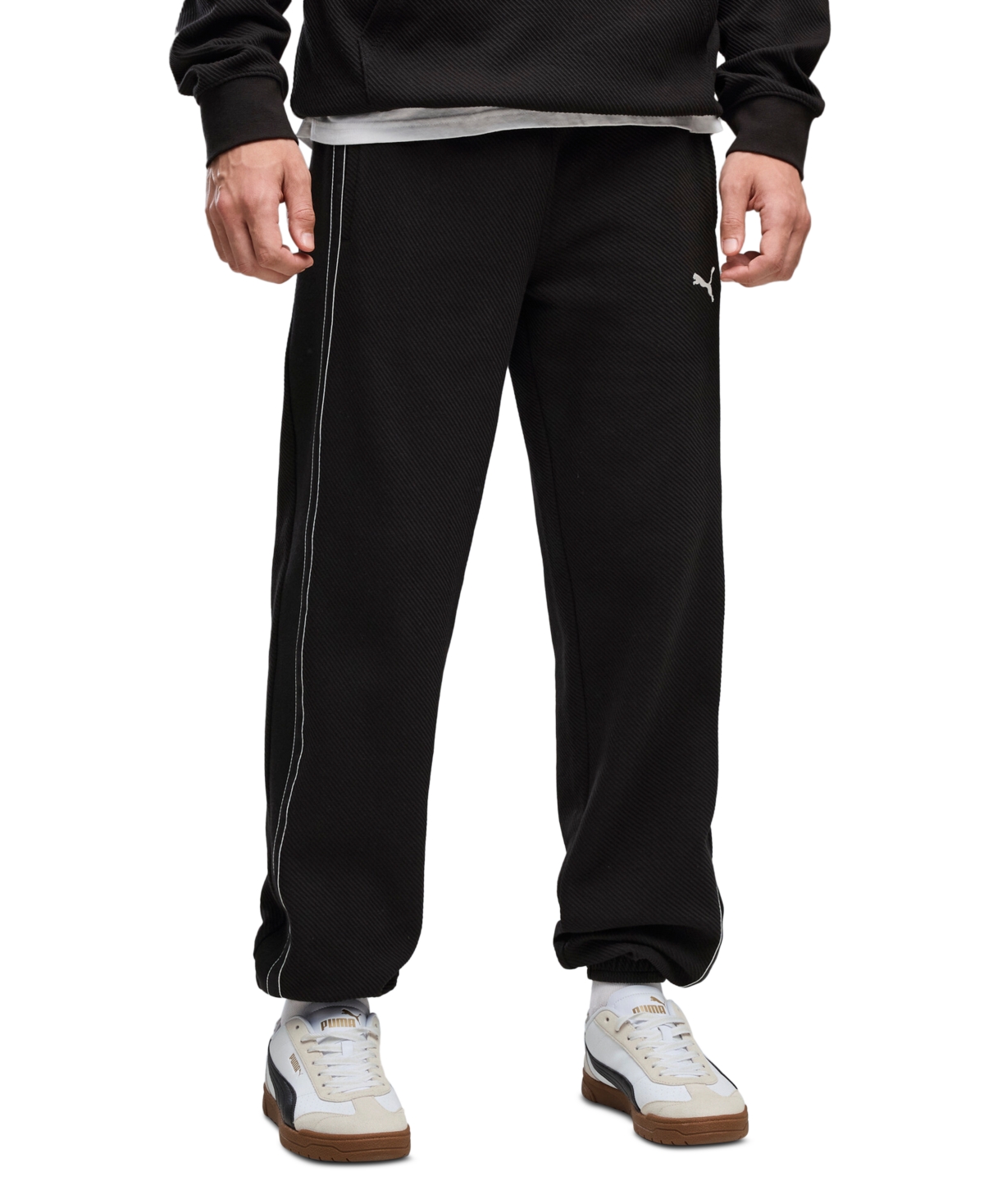 Click here for Puma Mens Regular-Fit Twill Sweatpants - Puma Blac... prices