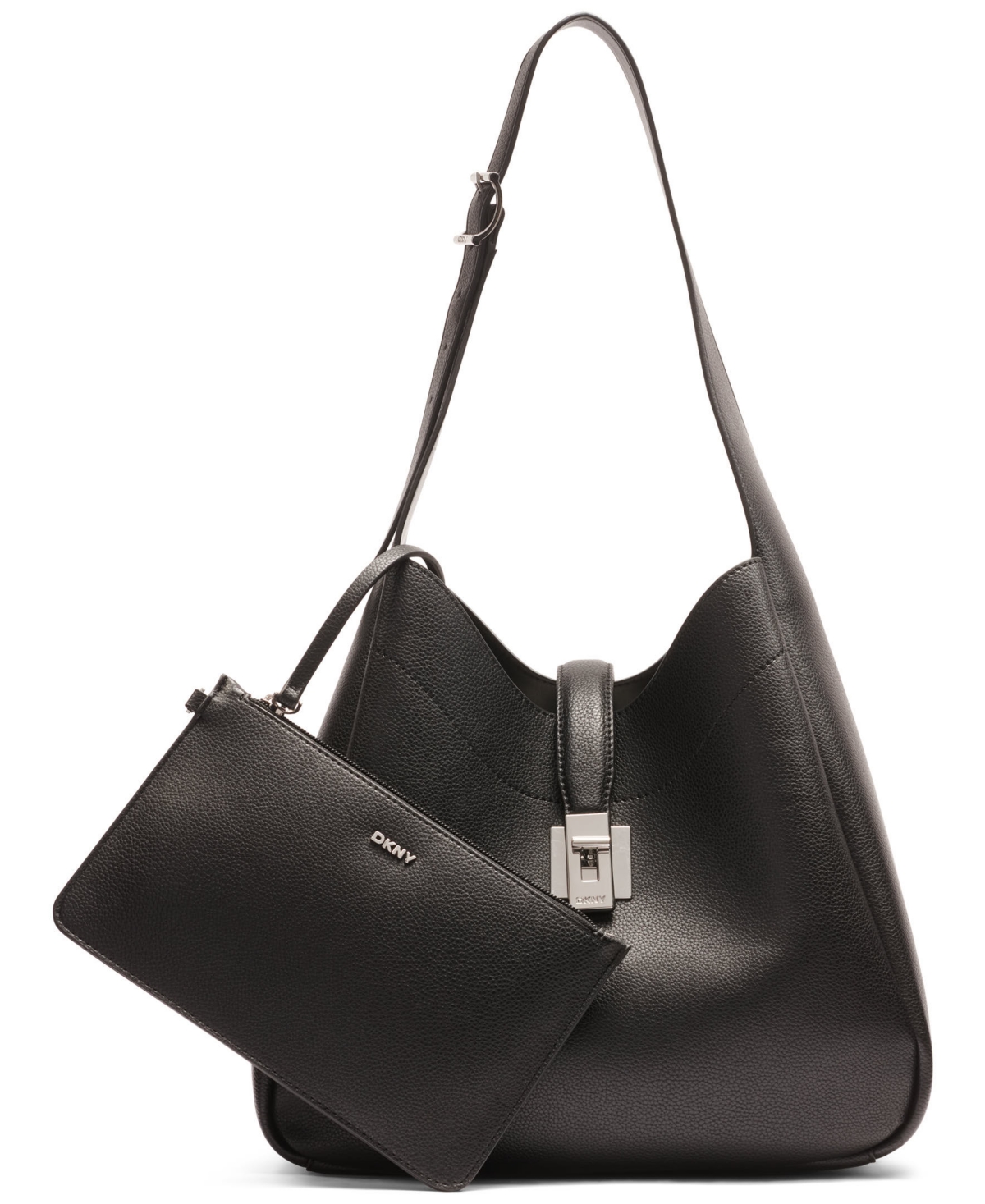 Click here for Dkny Daria Small Hobo Handbag - Black/Silver prices