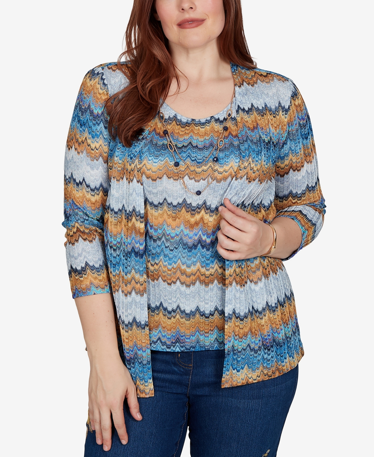 Click here for Alfred Dunner Petite 3/4-Sleeve Scoop Neck Top - B... prices
