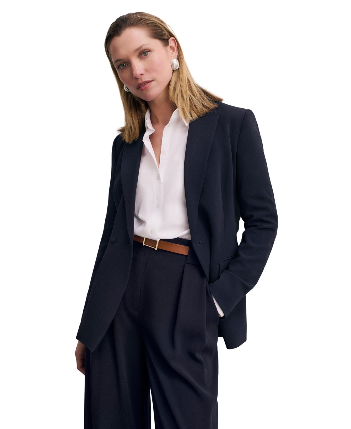 Click here for The Fold Womens Double-Breasted Tailored Blazer -... prices
