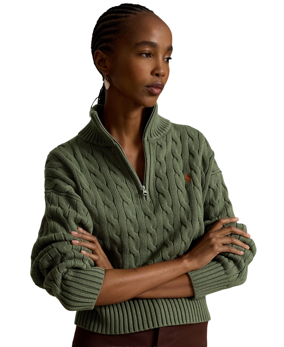 Click here for Polo Ralph Lauren Womens Cable-Knit Cotton Quarter... prices