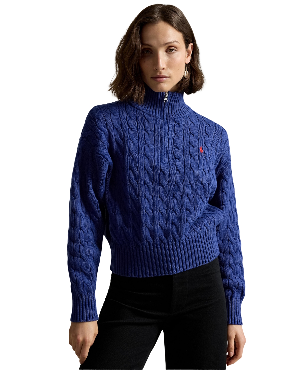 Click here for Polo Ralph Lauren Womens Cable-Knit Cotton Quarter... prices