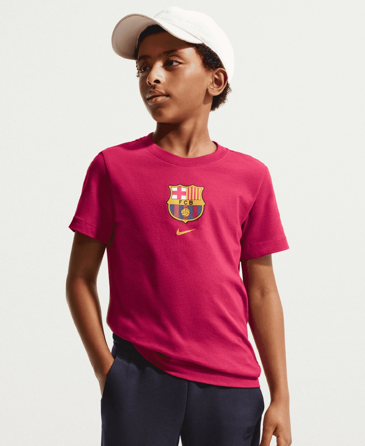 Click here for Nike Big Boys and Girls Red Barcelona Crest T-Shir... prices
