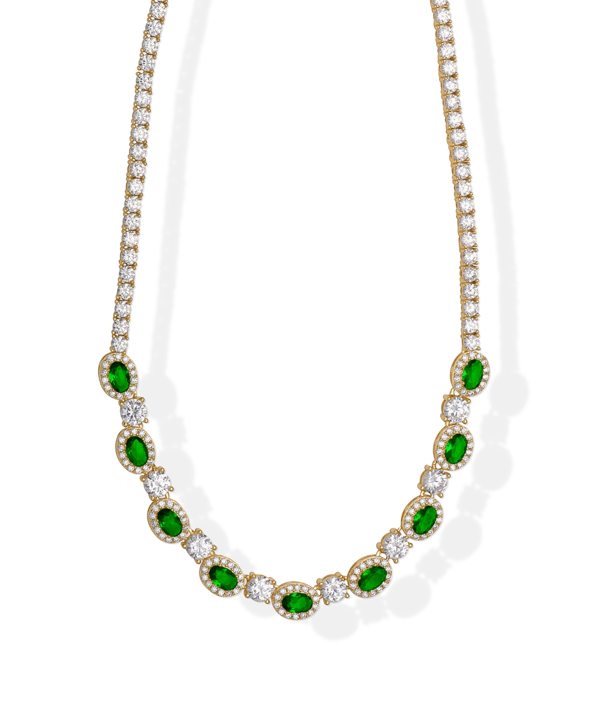 Click here for Macys Simulated Emerald and Cubic Zirconia Oval Ha... prices