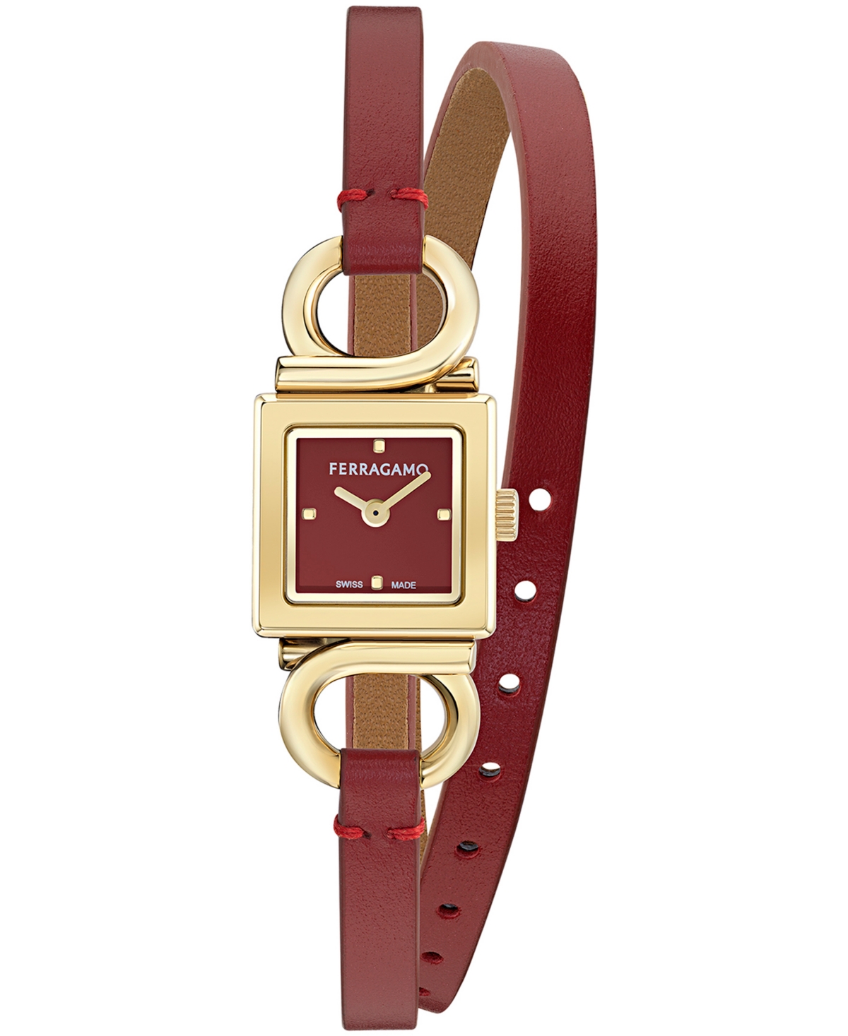 Click here for Ferragamo Womens Gold-Tone Leather Strap Watch 18m... prices