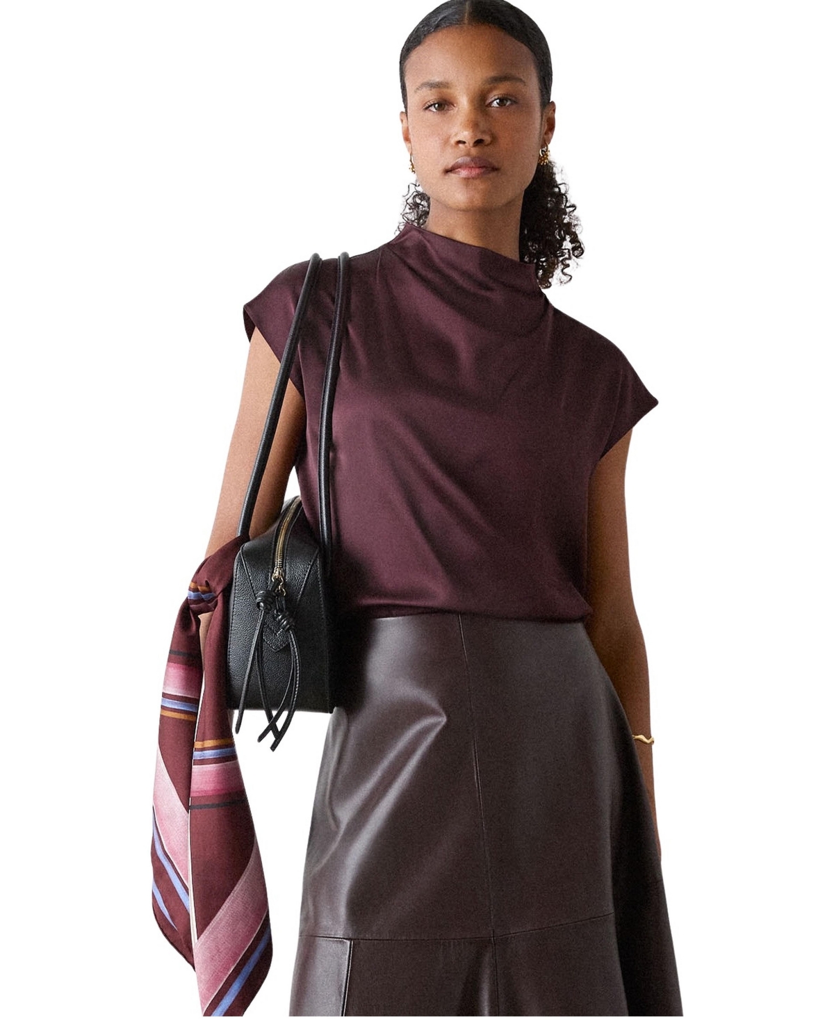 Click here for Whistles Womens Cowl Neck Halter Top - Burgundy prices