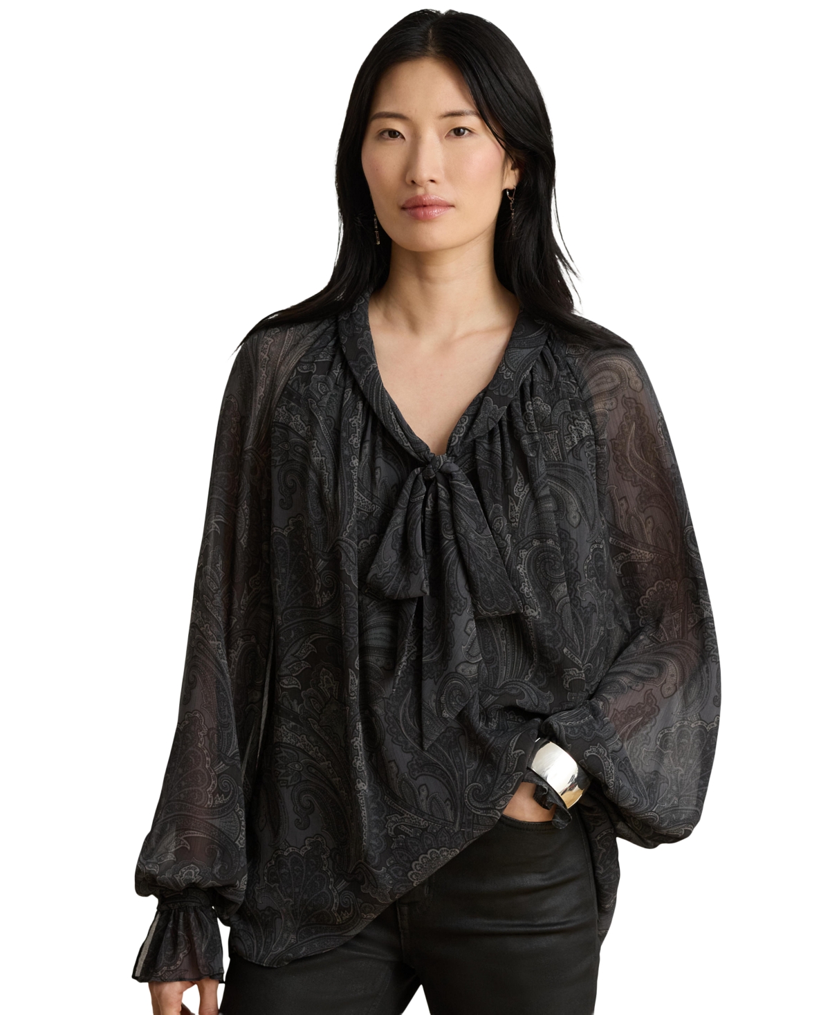 Click here for Lauren Ralph Lauren Womens Paisley Ruffle-Trimmed... prices