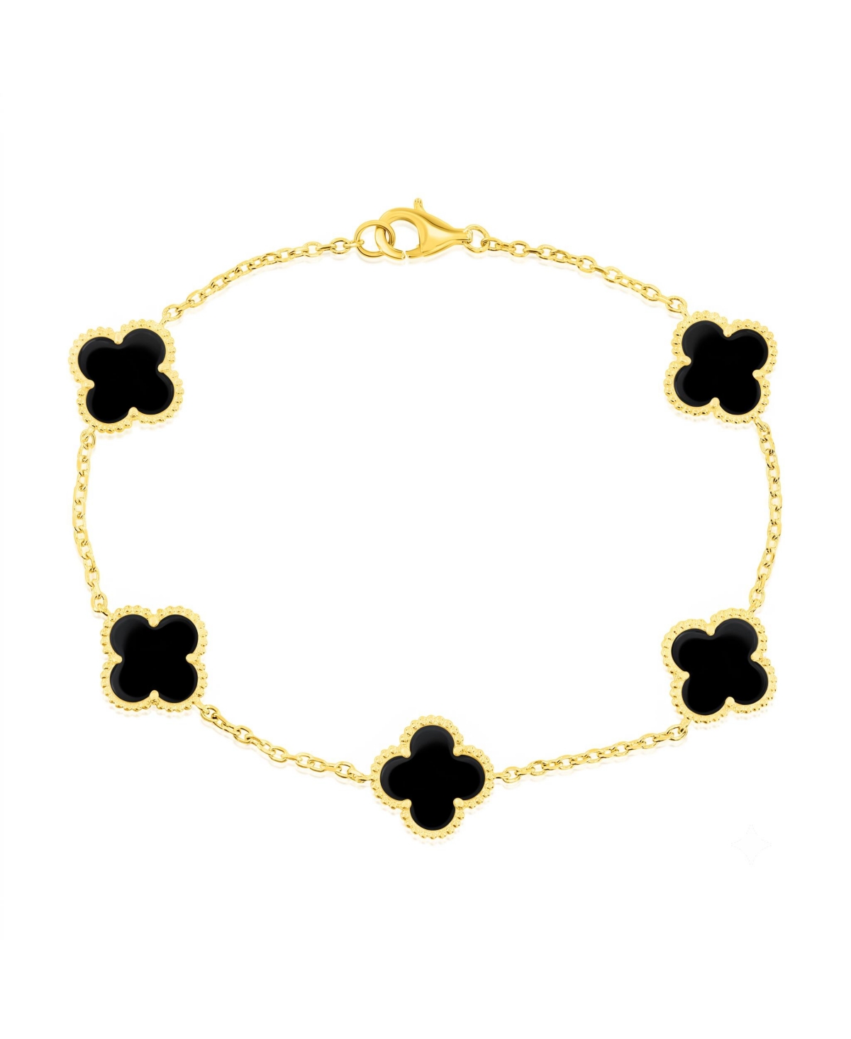 Click here for Simona Sterling Silver  Onyx Clover  Beaded Outlin... prices