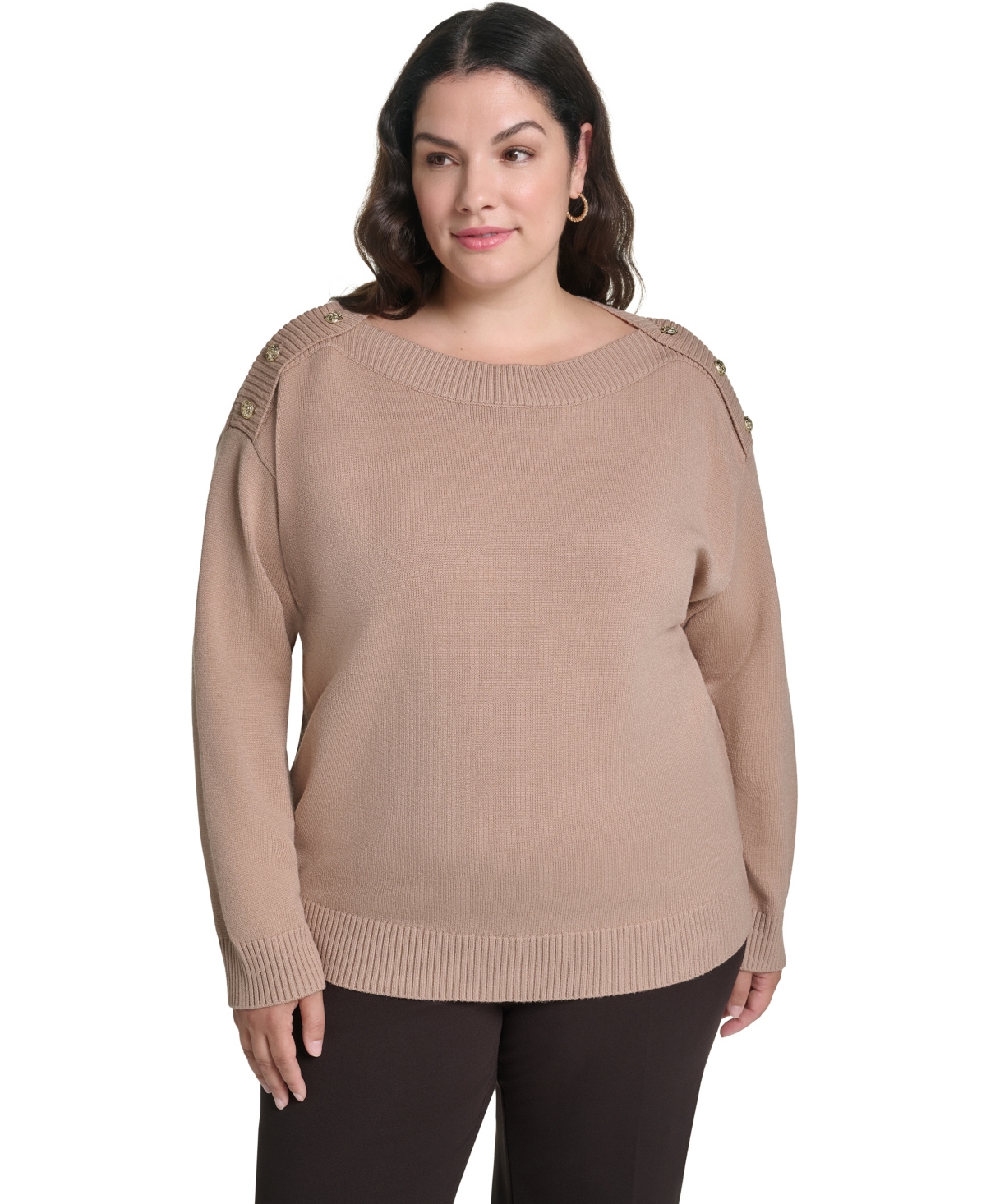 Click here for Karl Lagerfeld Paris Plus Size Boatneck Button Sho... prices