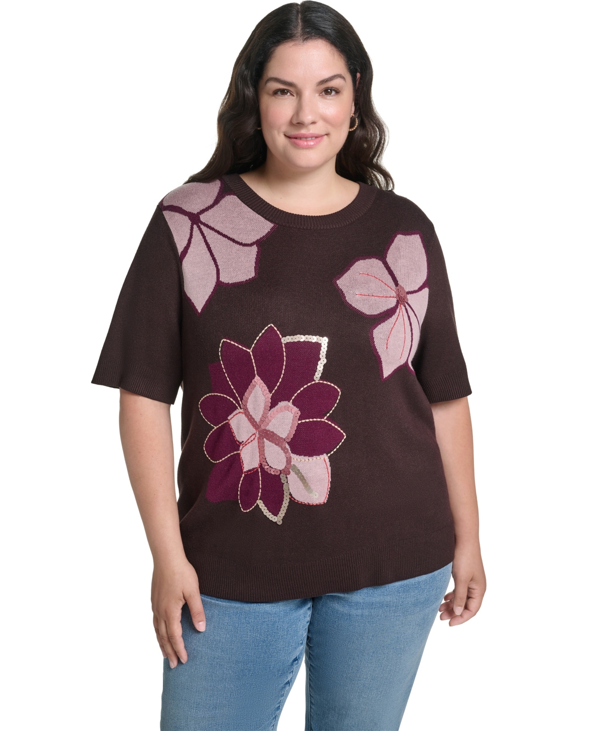 Click here for Karl Lagerfeld Paris Plus Size Short-Sleeve Flower... prices