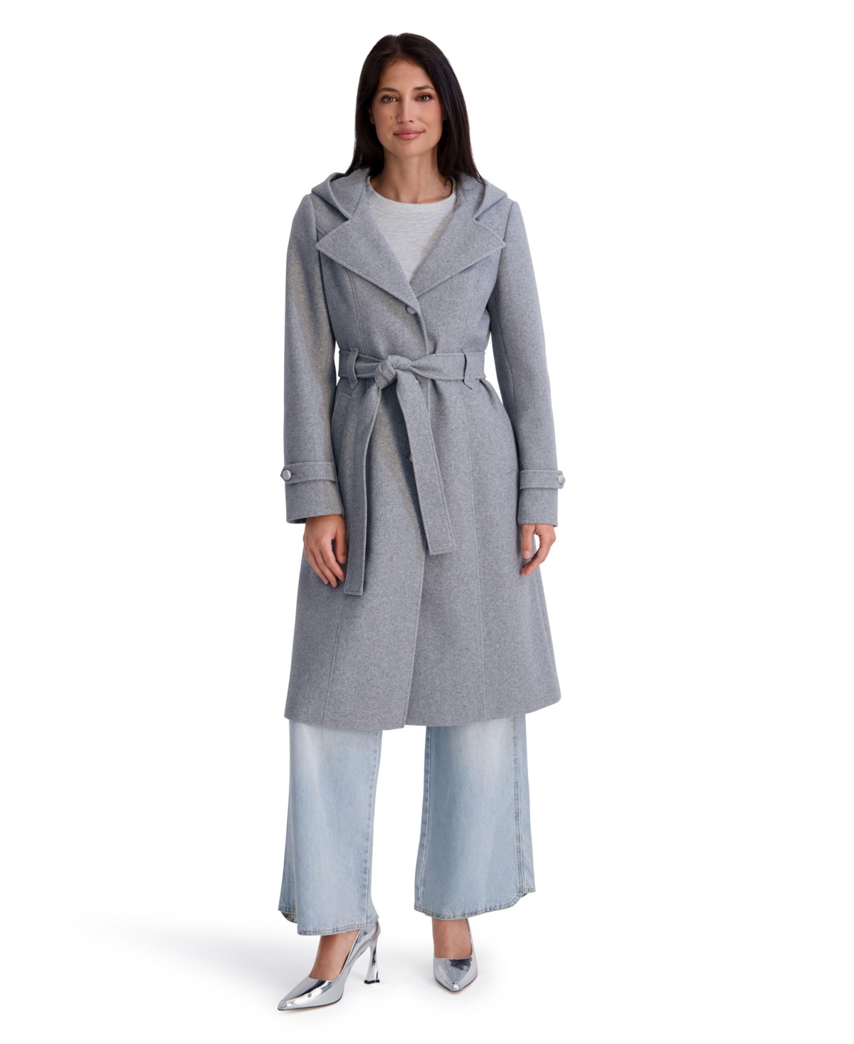 Click here for Kensie Womens Hooded Faux Wool Coat With Belt And... prices