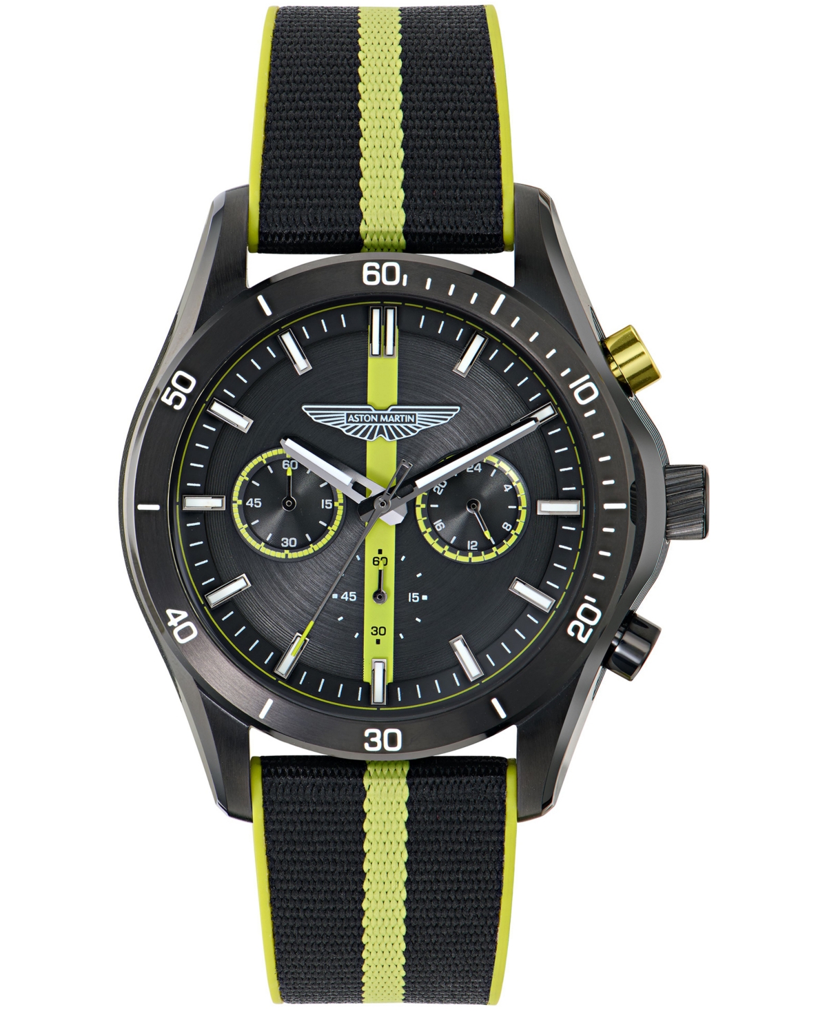 Click here for Aston Martin Mens Quartz Three-Hand Black Fabric S... prices