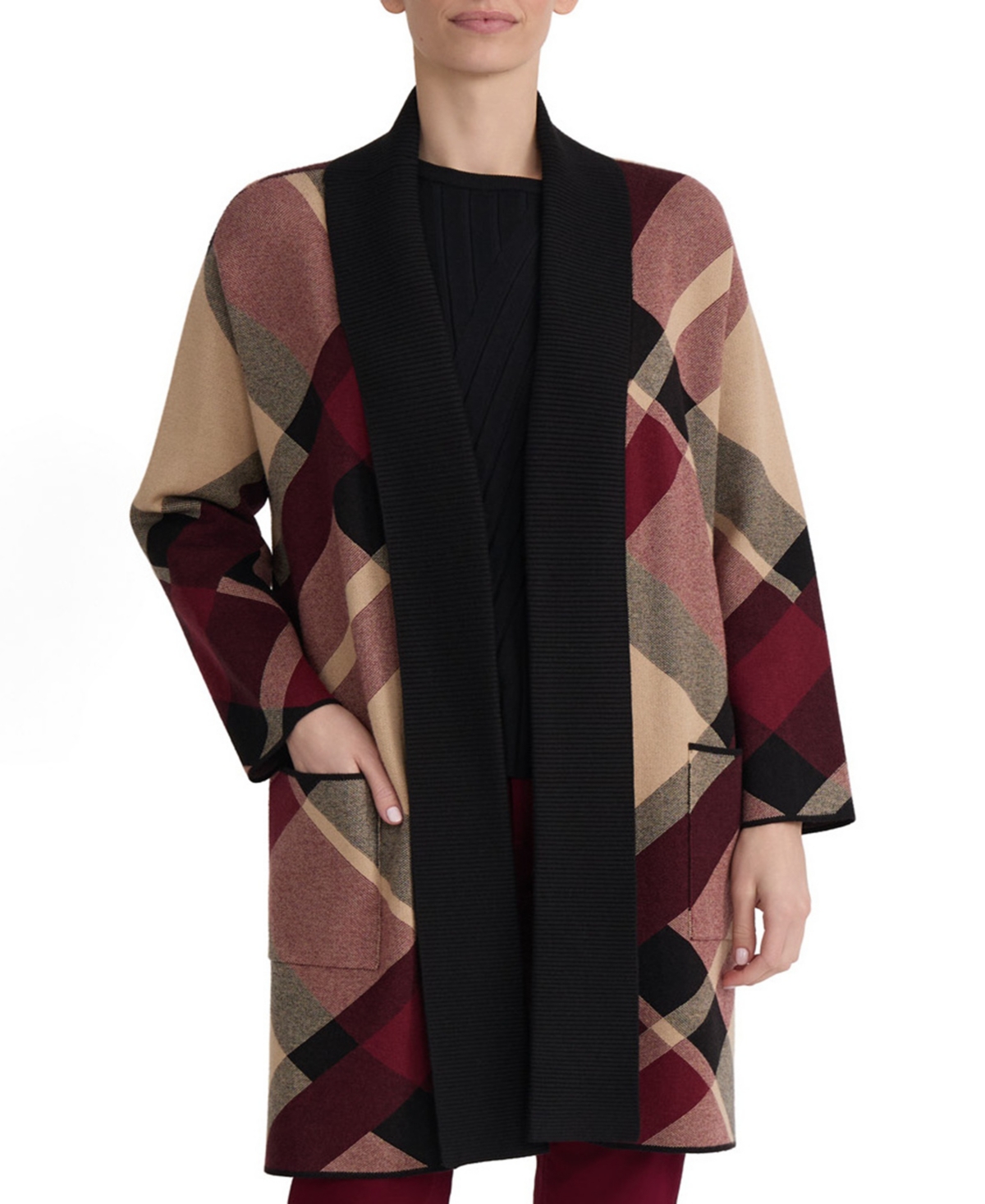 Click here for Jones New York Plus Size Plaid Turnback Collar Car... prices