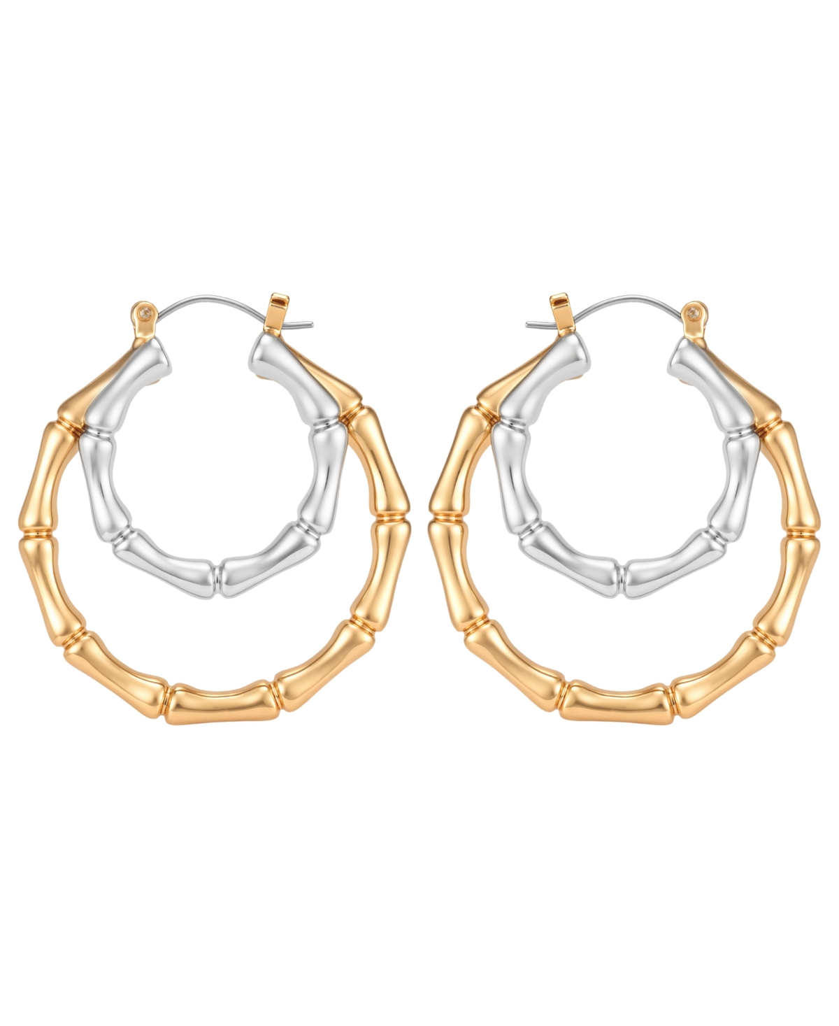 Click here for Guess Two-Tone Mixed Texture Hoop Earrings - Gold prices