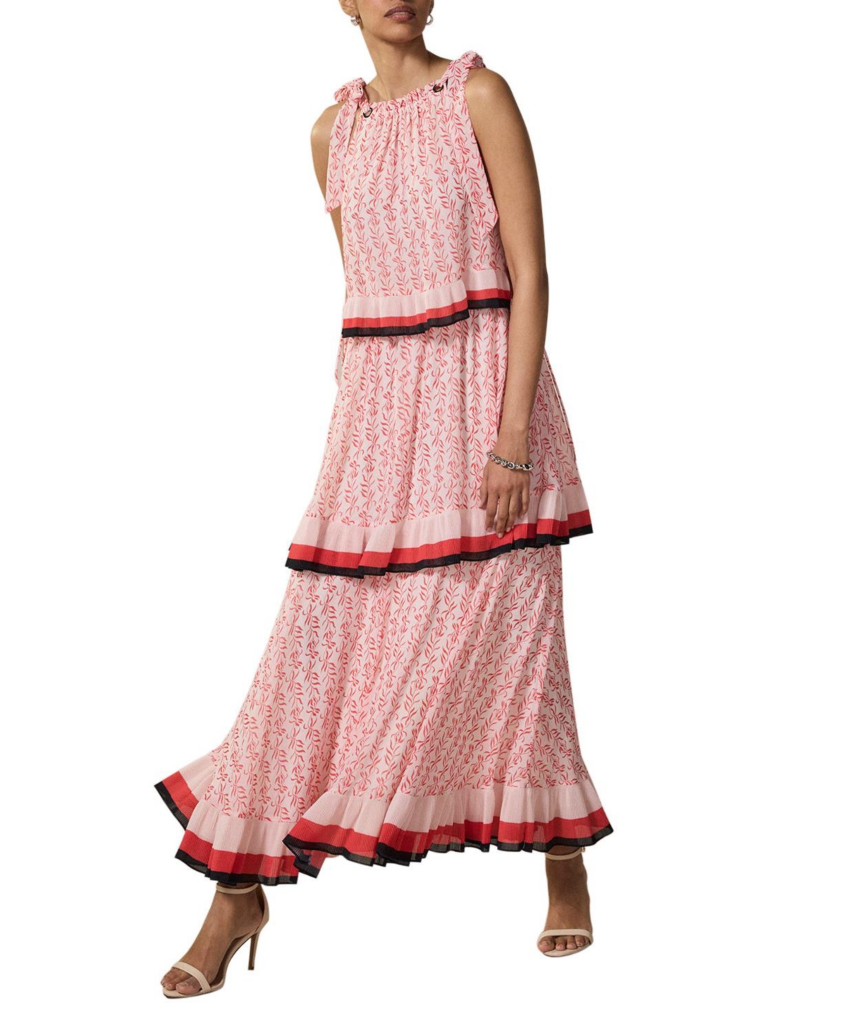 Click here for Mint Velvet Womens Printed Halter Tiered Midi Dres... prices