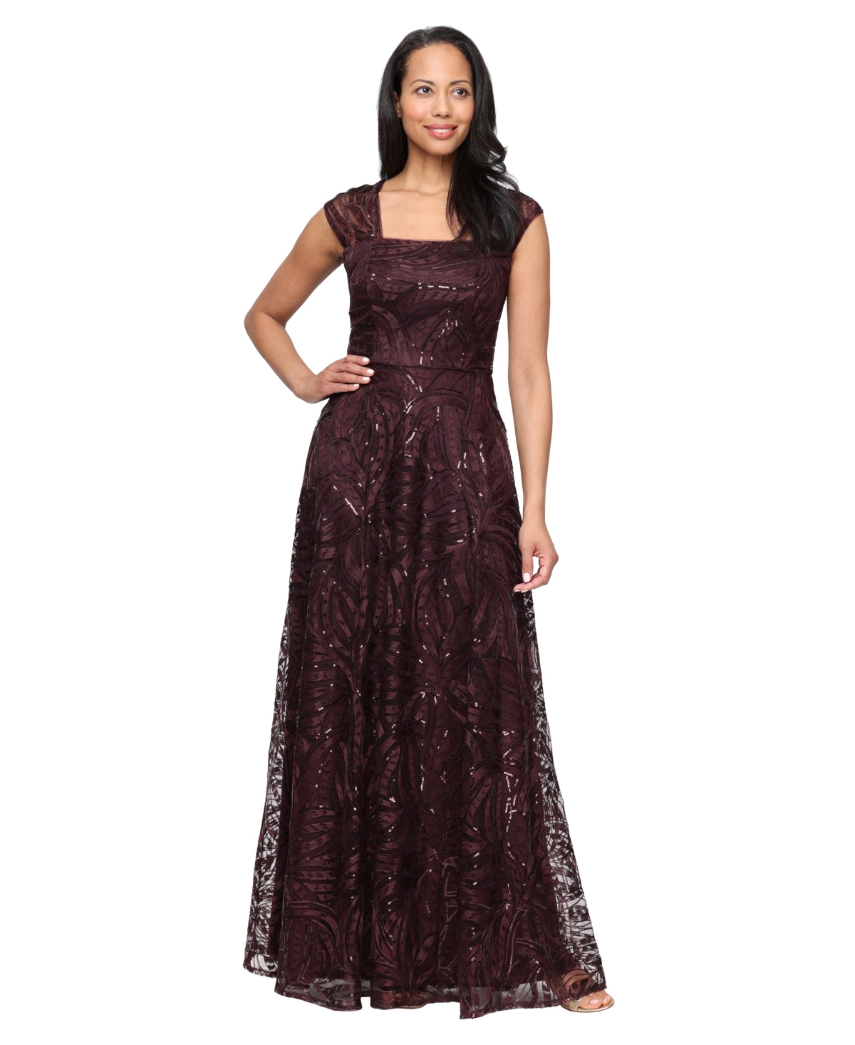 Click here for Alex Evenings Womens Embroidered A-Line Square-Nec... prices